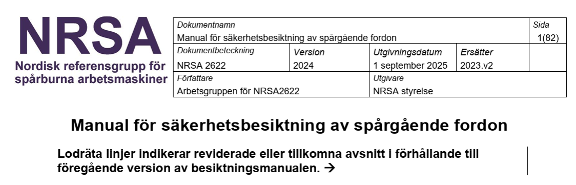 Ny utgåva av NRSA 2622 | NRSA